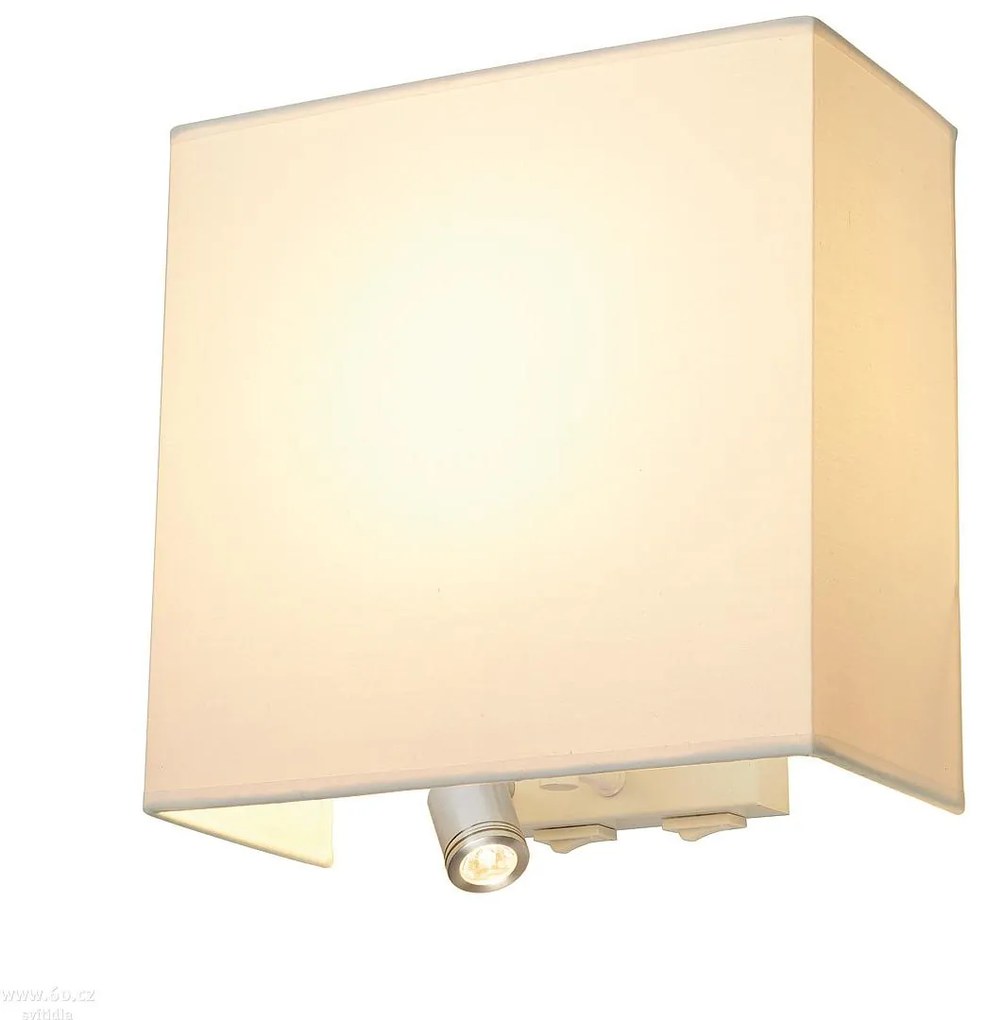 SLV Big White 155673 Accanto led spot, nástěnné svítidlo k posteli do ložnice s bílým širmem, 1W LED + 24W, výška 27,5cm