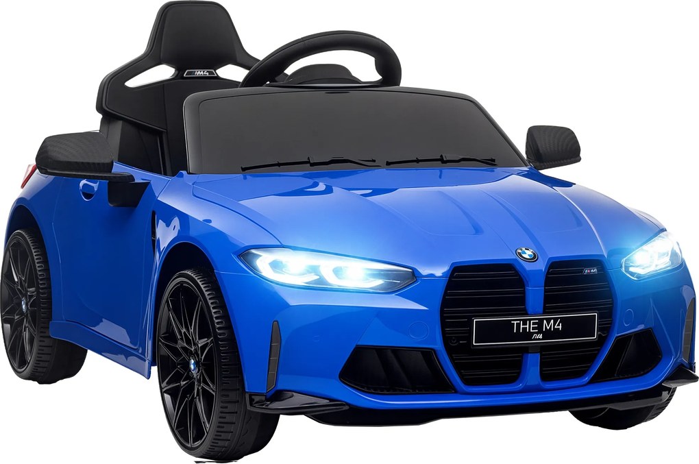AIYAPLAY elektrické auto pro děti s licencí BMW M4, dálkové ovládání, klakson a světlomety, 108x69,5x51 cm, modrá