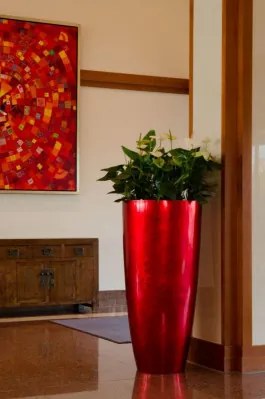 Květináč CITY 120, sklolaminát, výška 120 cm, červený lesk