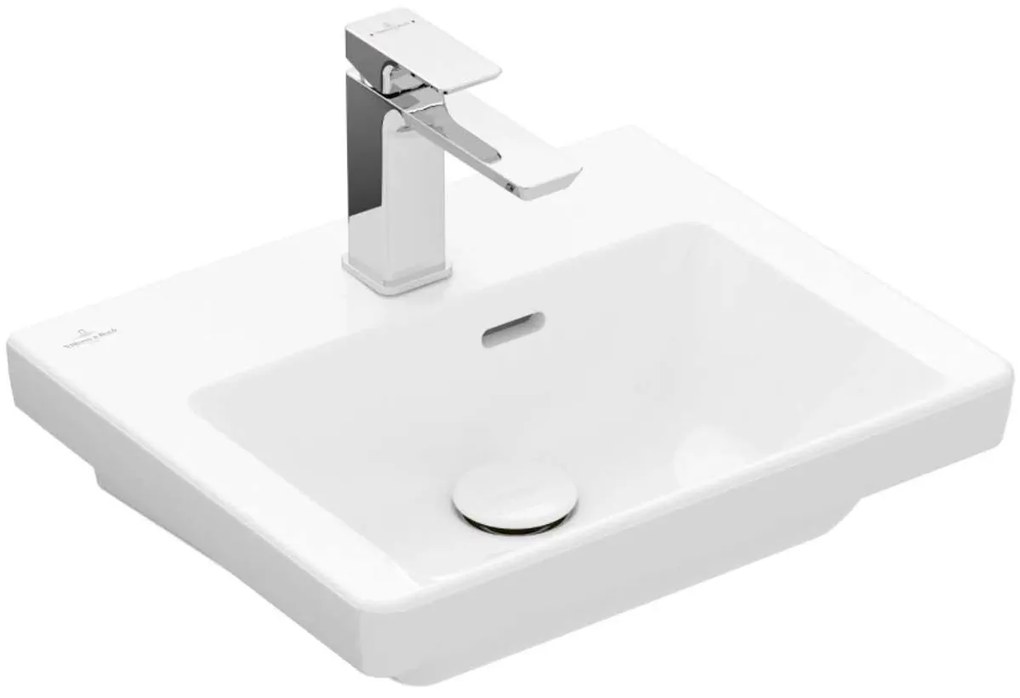 Villeroy & Boch Subway 3.0 - Umývátko nábytkové 45x37 cm, s přepadem, otvor pro baterii, CeramicPlus, alpská bílá 4370FKR1