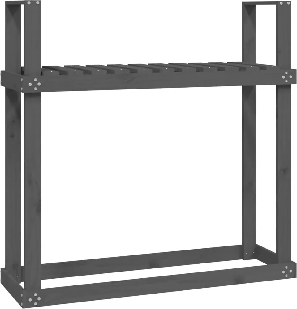 vidaXL Stojan na dřevo šedý 110 x 35 x 108,5 cm masivní borovice