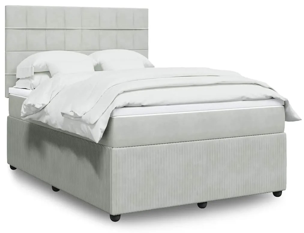 Box spring postel s matrací světle šedá 160x200 cm samet 3292382