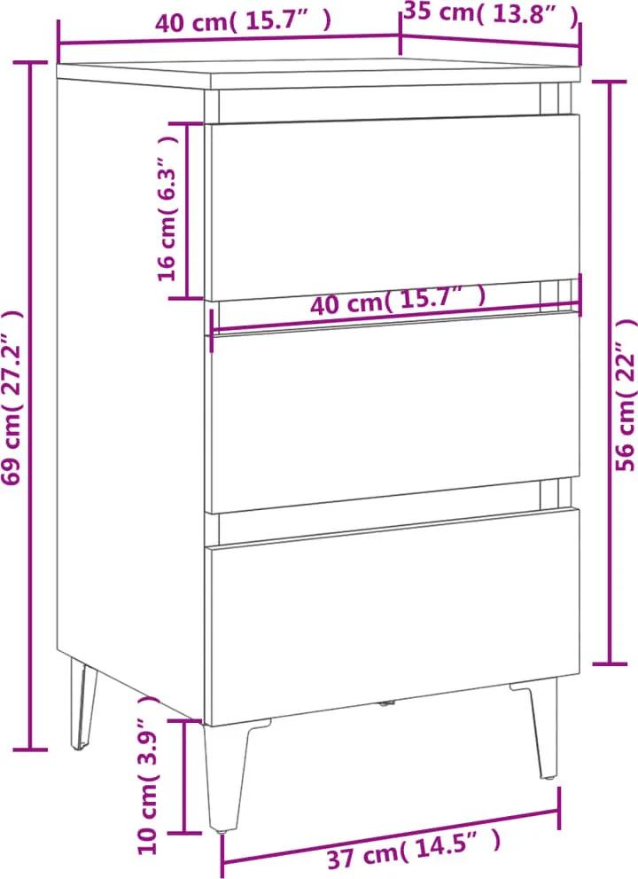 vidaXL Noční stolek s kovovými nohami 40 x 35 x 69 cm [805919] Barva: Betonová šedá