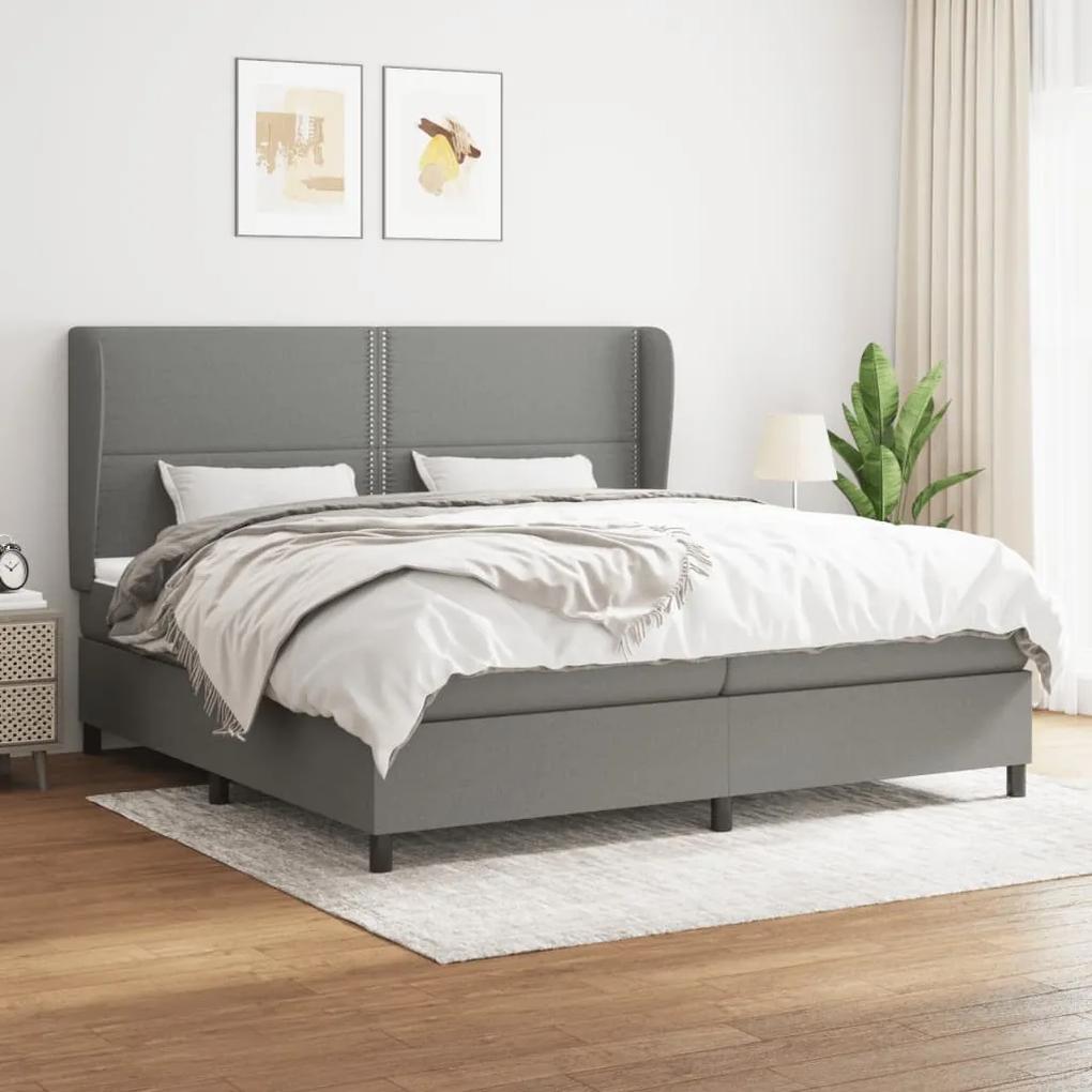 Box spring postel s matrací tmavě šedá 200x200 cm textil,  3127910