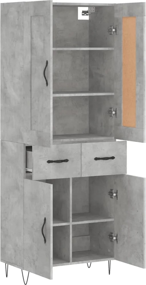 Skříň highboard betonově šedá 69,5x34x180 cm kompozitní dřevo 3199909