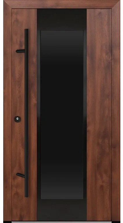 FM Turen - Feldmann & Mayer Vchodové dveře s ocelovým opláštěním FM Turen model DS28 blackline Orientace dveří: Levé, otevírání dovnitř, Dekor: Ořech, Standardní rozměr dveří včetně rámu: 98 cm x 208 cm - vnější rozměr rámu