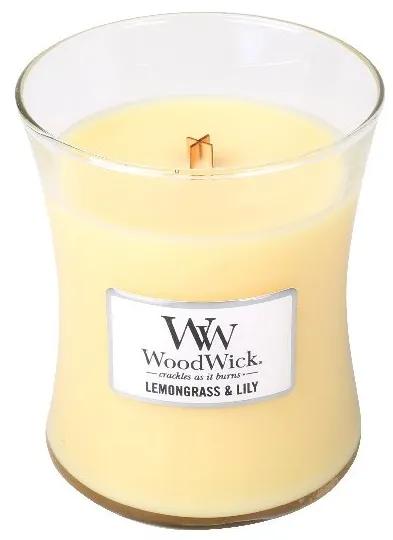 Vonná svíčka WoodWick - Lemongrass &amp; Lily 275g/55 - 65 hod, 10x11 cm