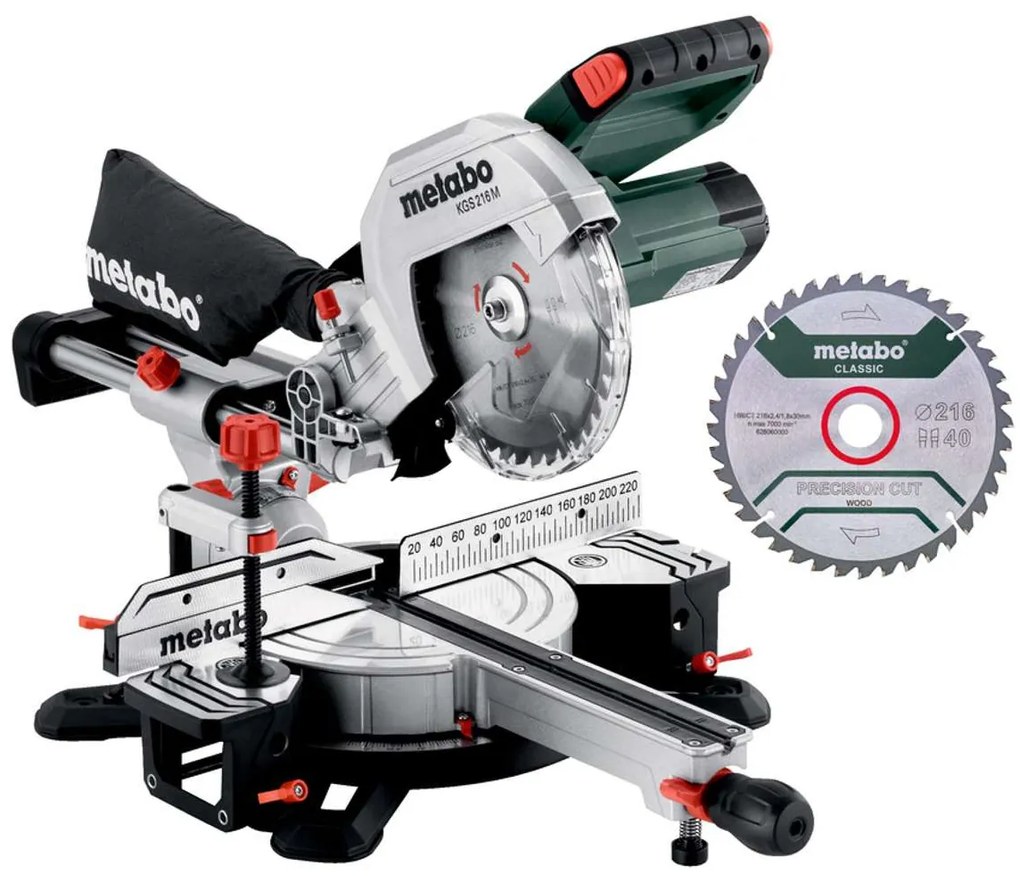 Metabo - Kapovací a pokosová pila 216 mm, 1200 W, s pojezdem 613216900
