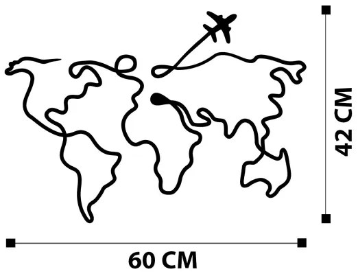 Nástěnná dekorace 60x42 cm mapa kov