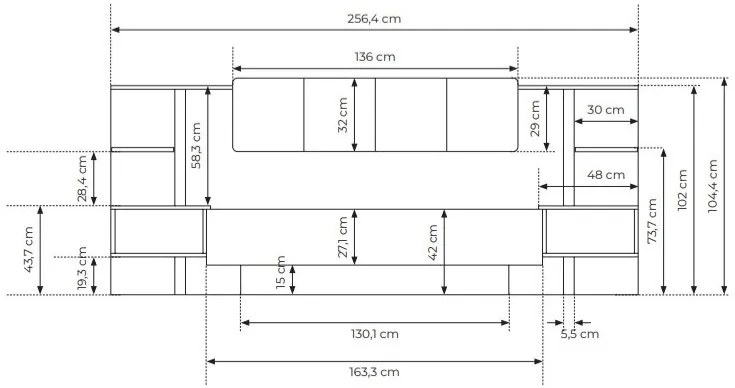 Manželská postel 160 cm s nočními stolky  Danton K (s úložným prostorem) (bez matrace a roštu) (béžová). 1071334