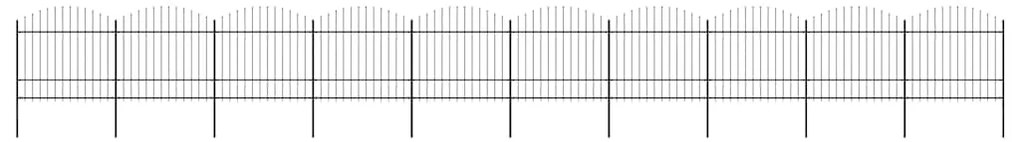 Zahradní plot s kopím nahoře ocelový 1673 x 175 cm černý 277748