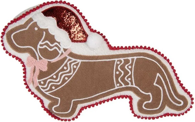 Hnědý dekorační polštář ve tvaru jezevčíka Dachshund - 45*4*25 cm