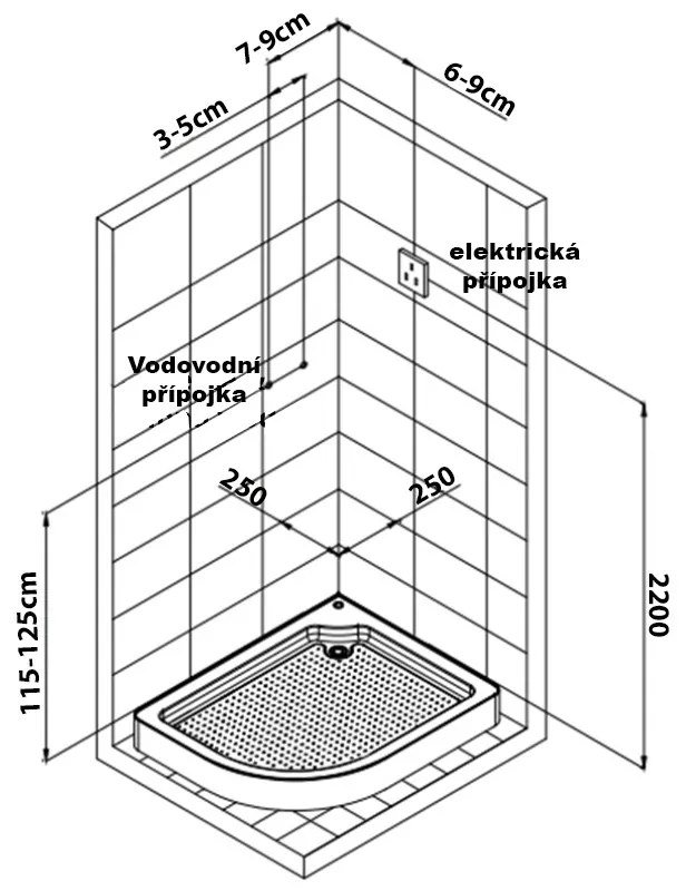 BPS-koupelny Hydromasážní box HYD-Michele 120 L, 120x85 levý bez sauny