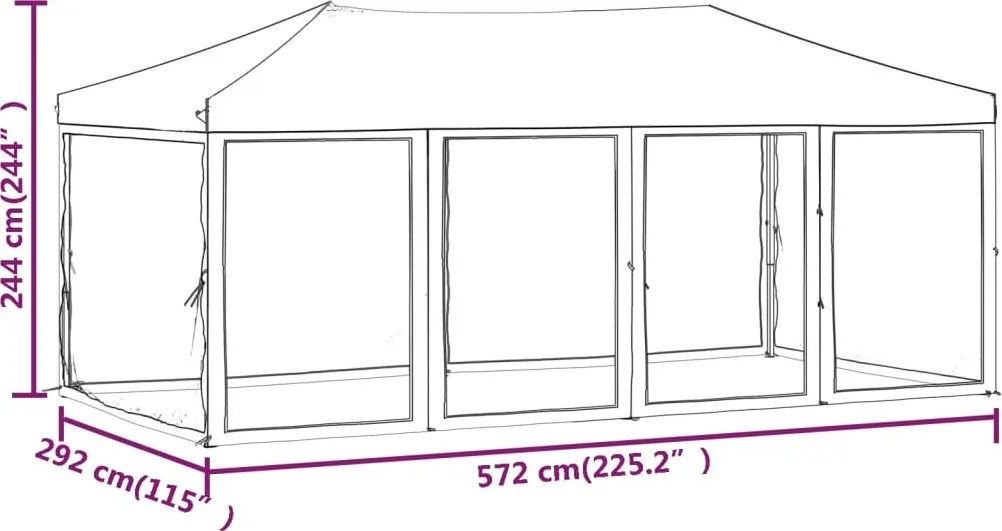 vidaXL Skládací party stan s bočními stěnami 3 x 6 m [93555] Barva: antracitová