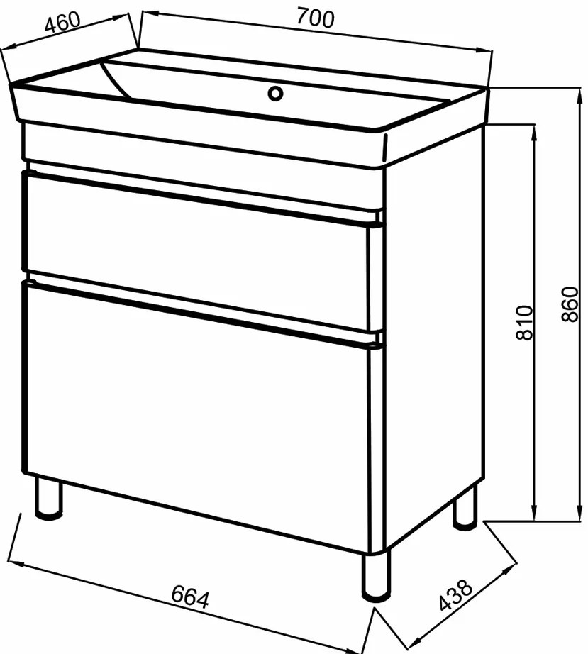 Lavedo Vivace Black 70 koupelnová skříňka s umyvadlem