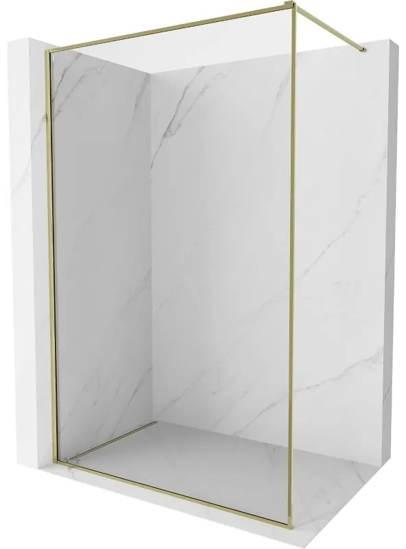 Mexen, Mexen Kioto-XF sprchová stěna s rámem 50 x 202 cm, transparentní 10 mm, zlatá - 800-050-104-50-00-X