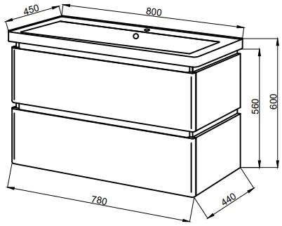 Lavedo Lion II 80 White koupelnová skříňka s umyvadlem