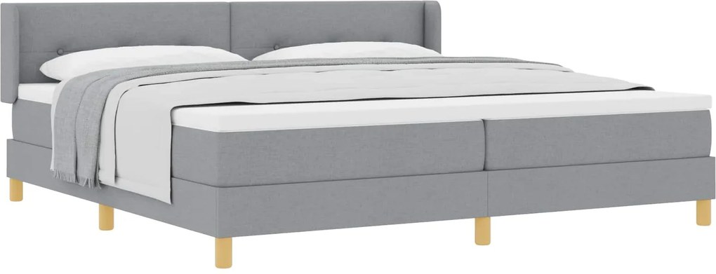 Postel s boxspringem s čelo Světle šedá 200 x 200 cm textil 3341314