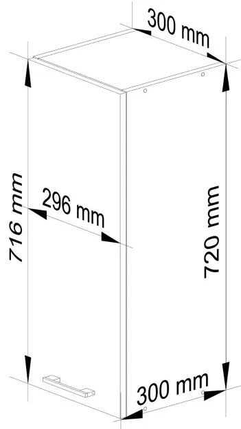 Horní kuchyňská skříňka OLIWIA W 30 H720 bílá / červená, lesk