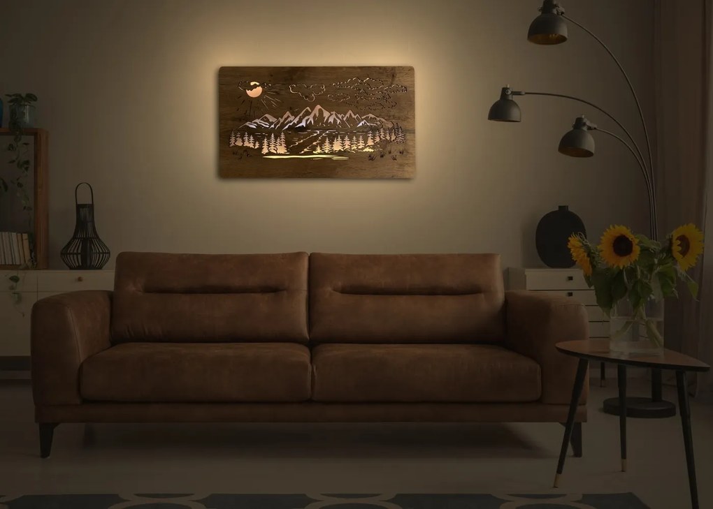 Li-Go "Hory" světelný obraz 230V 80x45 cm provedení povrchu: bílá