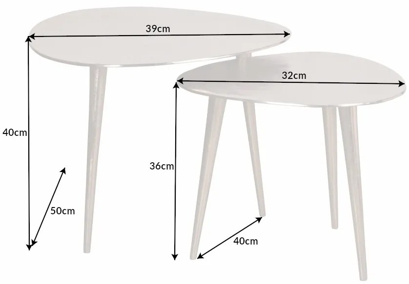 Konferenční stolek 2 ks GAIA Dekorhome Stříbrná