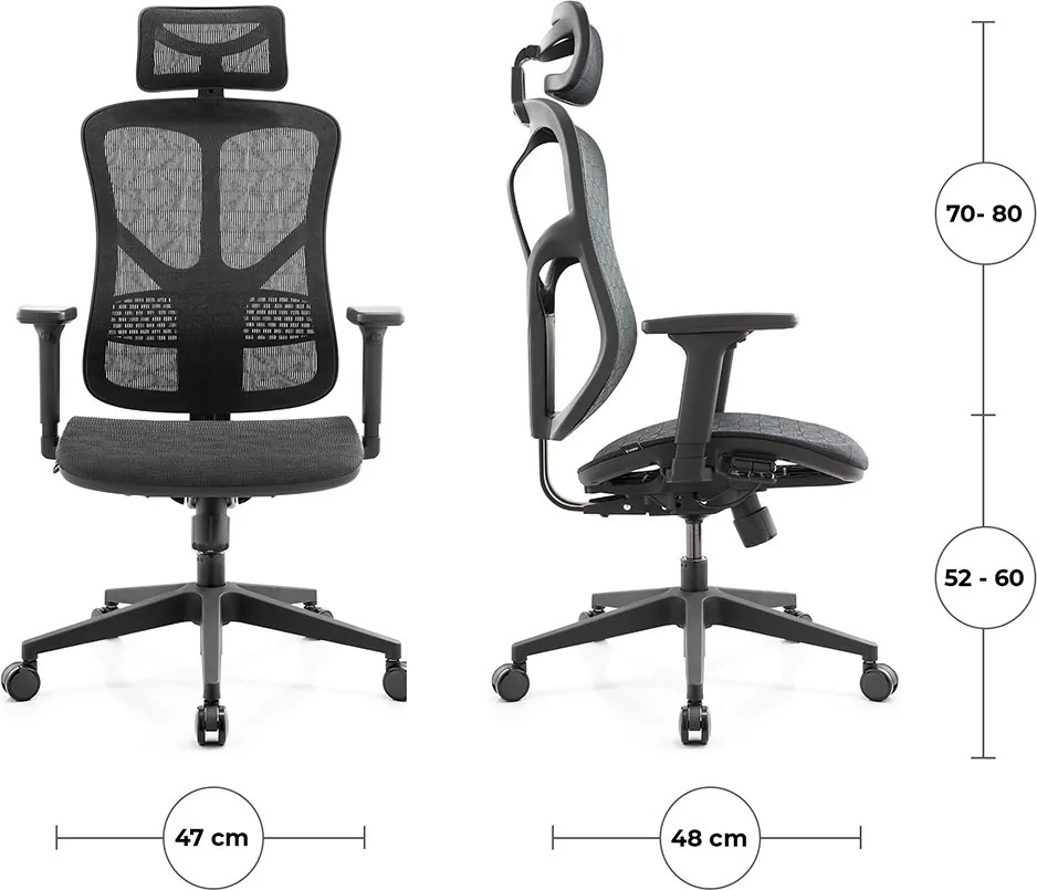 Ergonomická síťovaná kancelářská židle MOSH Airflow 521 – černá