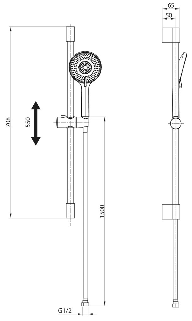 Sapho sprchová souprava ruční sprcha posuvný držák 708 mm zlatá matná SC715GB
