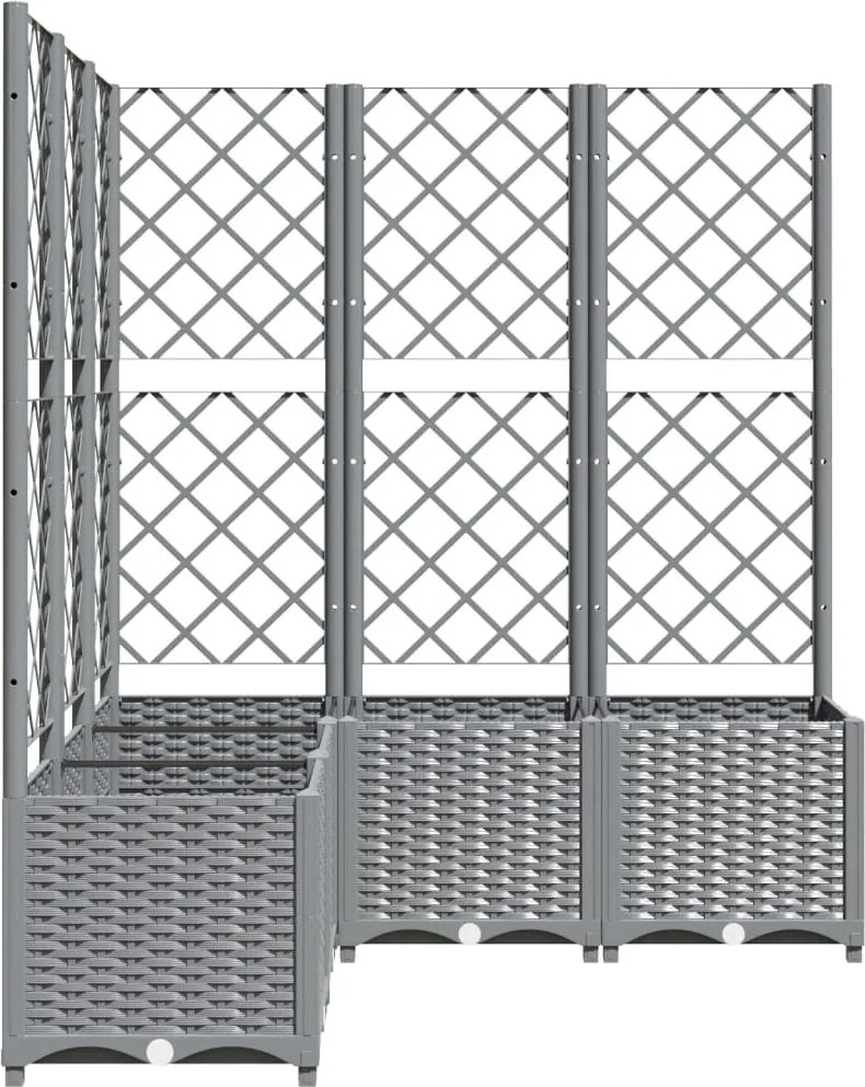 Zahradní truhlík s treláží světle šedý 120 x 120 x 136 cm PP 153278