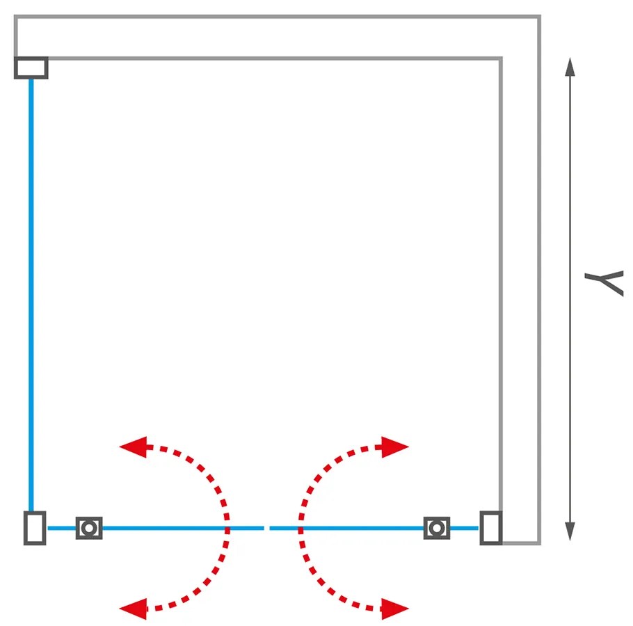 Dvoukřídlé sprchové dveře v kombinaci s pevnou stěnou LLDO2+LLB Viz technická specifikace Transparent Brillant LLDO2/800+LLB/700 800 700 LLDO2/800_LLB/700_br_tr