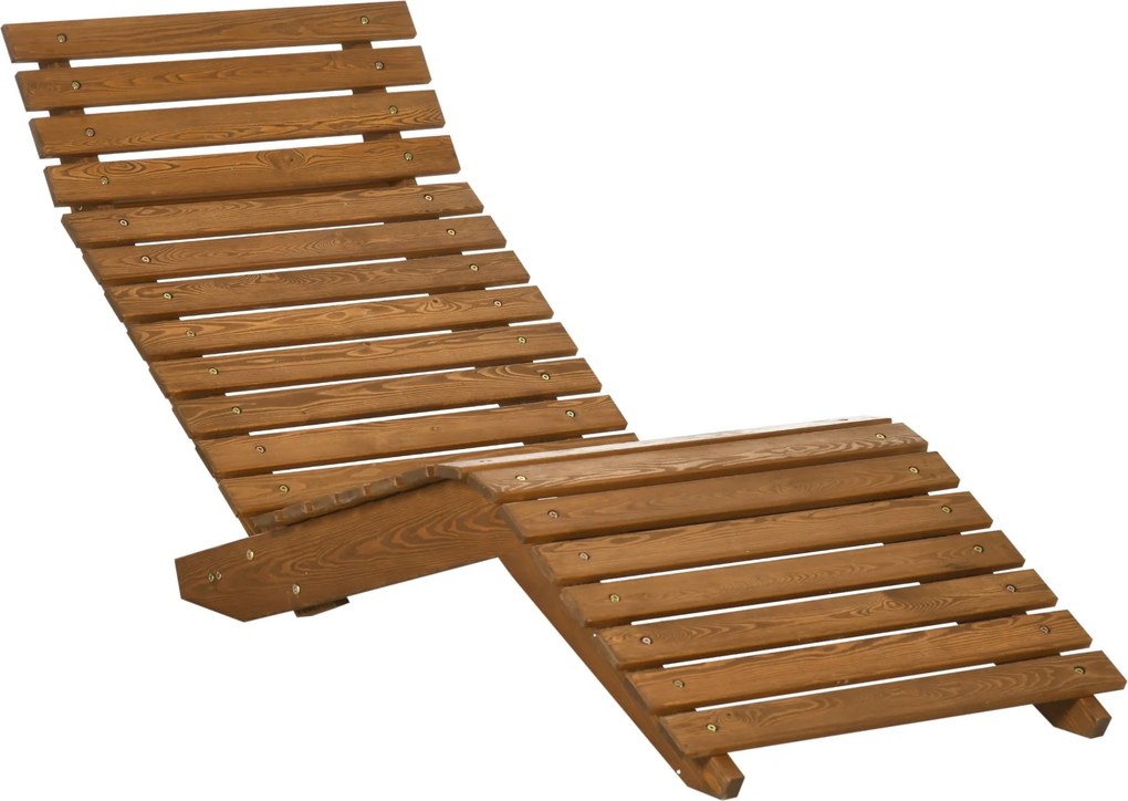 Zahradní lehátko Outsunny, sklápěcí křeslo, relaxační židle pro bazén, balkon, nosnost do 120 kg, masivní dřevo, třešeň, 66 x 170 x 77 cm