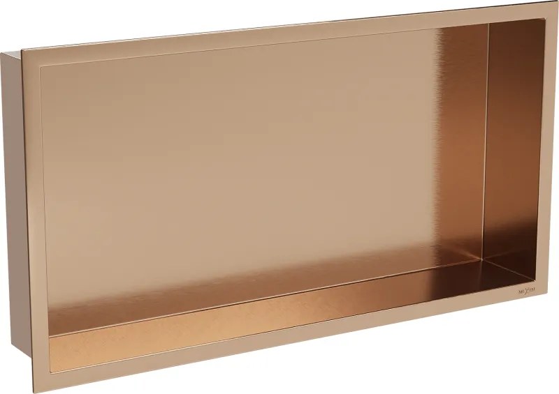 Mexen X-Wall-R výklenková polička s límcem 60 x 30 cm, kartáčovaná měď - 19C0603010