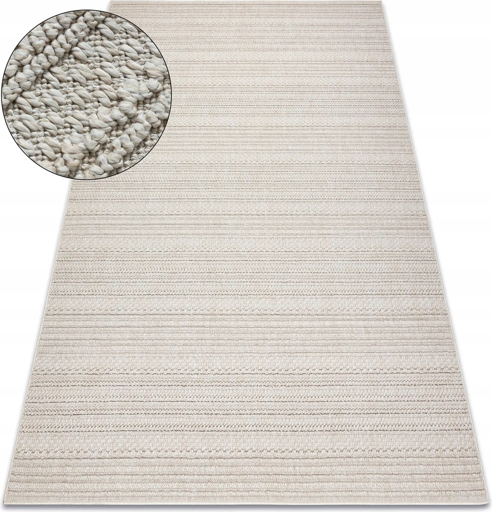 Koberec Plochý Tkaný Jersey Linie Pásky krém sisal outdoor smyčka 240x330 cm