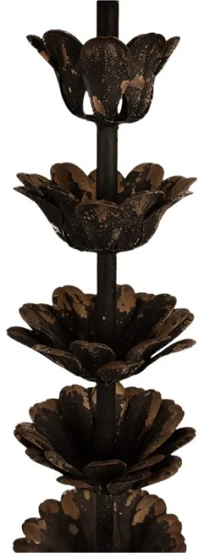 Hnědá stolní lampa s kytičkami a zlatým stínidlem s patinou – 30x81 cm