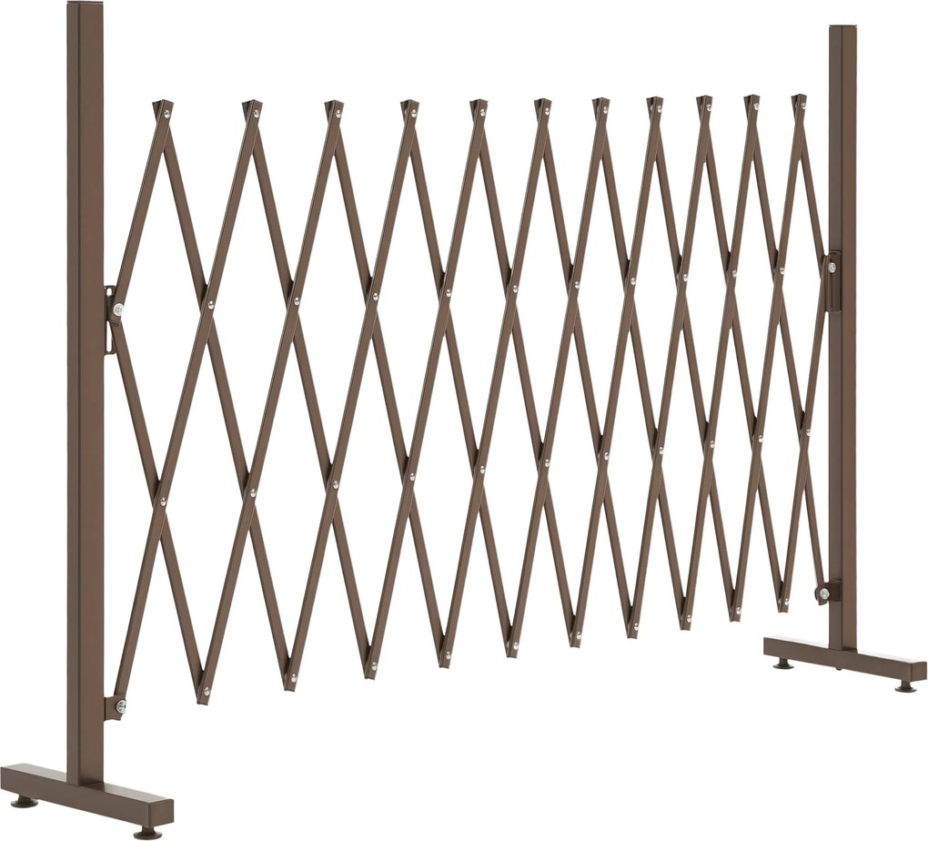 Outsunny Rozkládací zátaras s nůžkovým mechanismem 35-300cm Hliníkový tmavě hnědý H103.5cm | Aosom