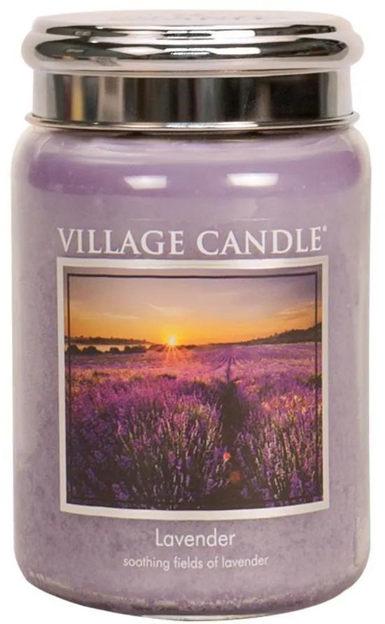 VILLAGE CANDLE Svíčka Village Candle - Lavender 602g, fialová barva, sklo, vosk