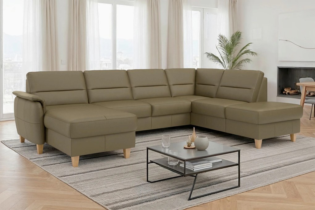 XXXLutz SEDACÍ SOUPRAVA, textil, kůže, olivově zelená Sit & More - Sedací soupravy - 00014403325X