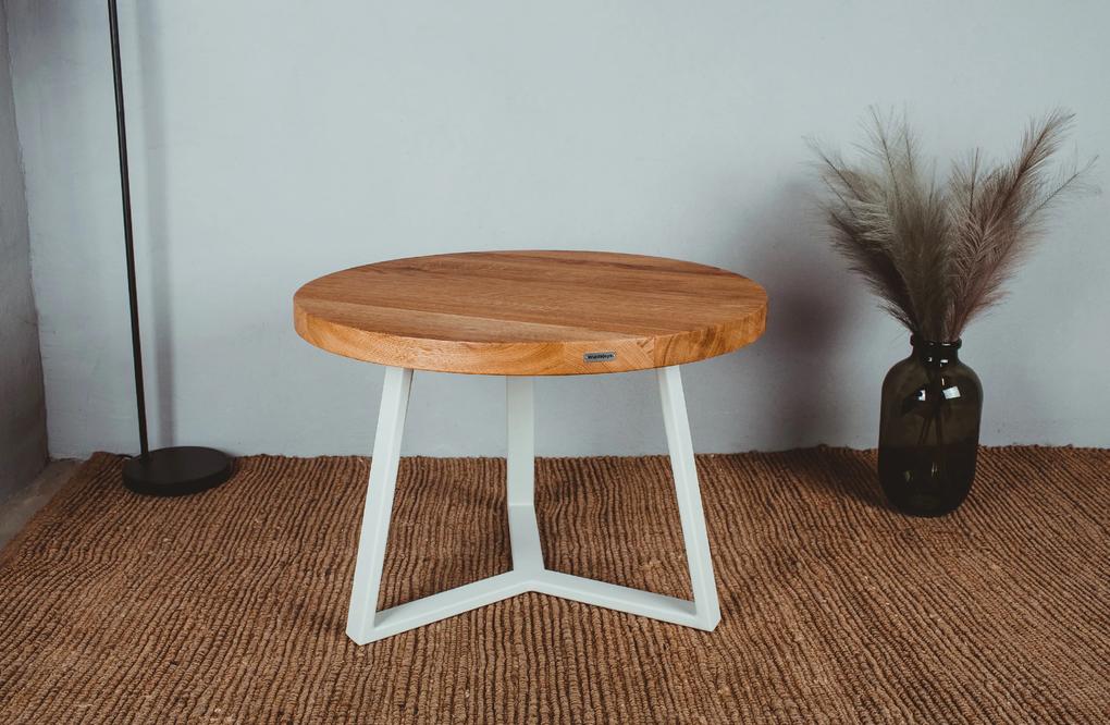 Wudboys Konferenční stůl ROUND Barva kovu: Bílá, Dřevo: Dub, Rozměr: Průměr 90cm, moderní skandinávský styl
