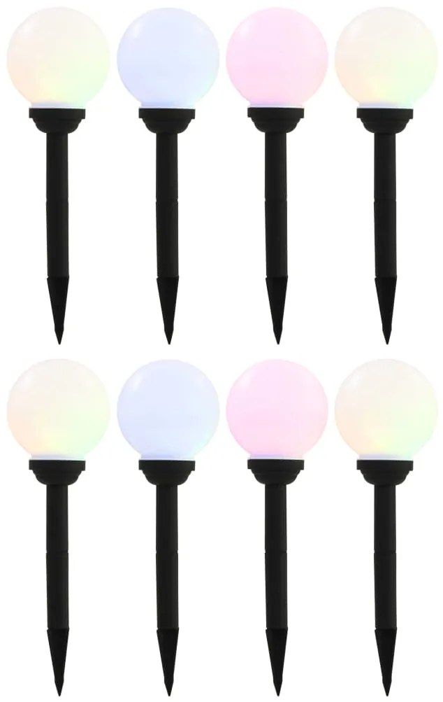 Zahradní solární lampy 8 ks LED kulovité 15 cm RGB 277125