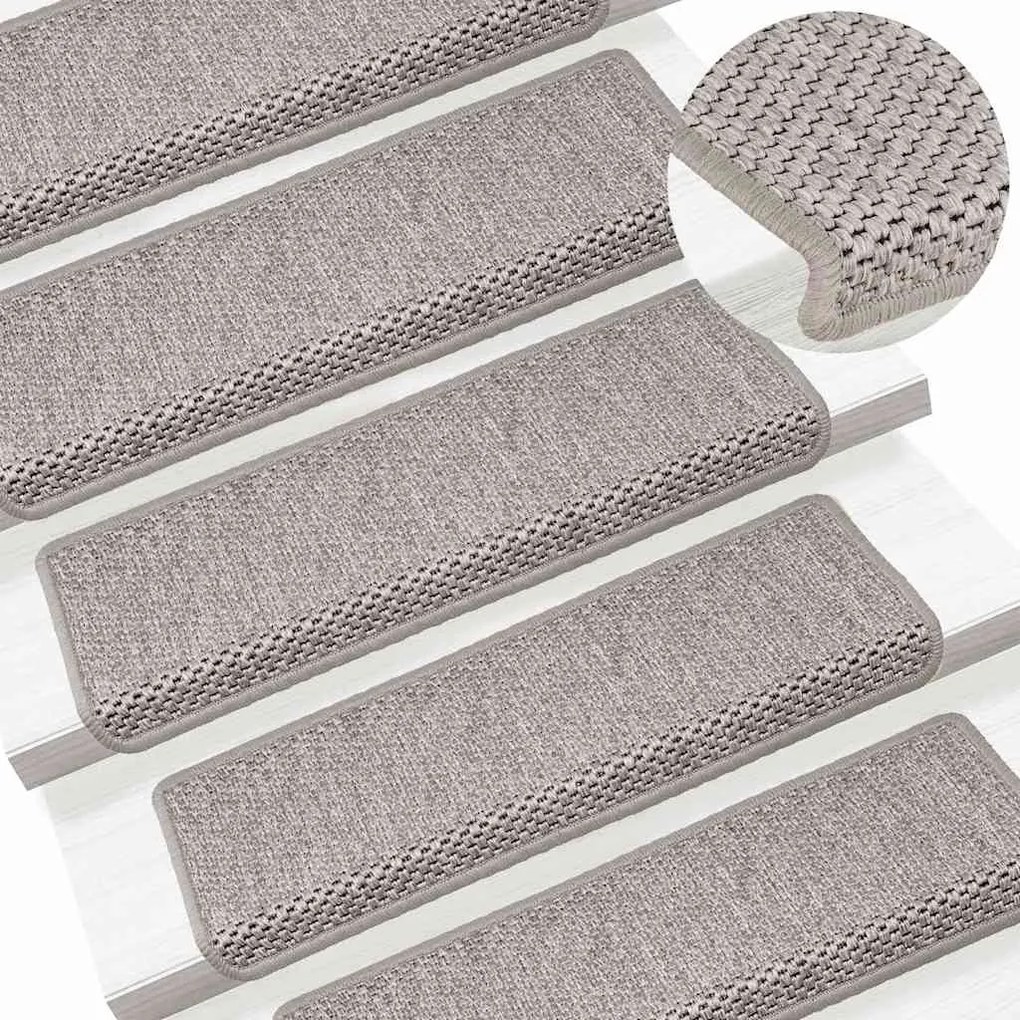 Samolepící nášlapy na schody vzhled sisal 15 ks 65x21x4 cm 326883