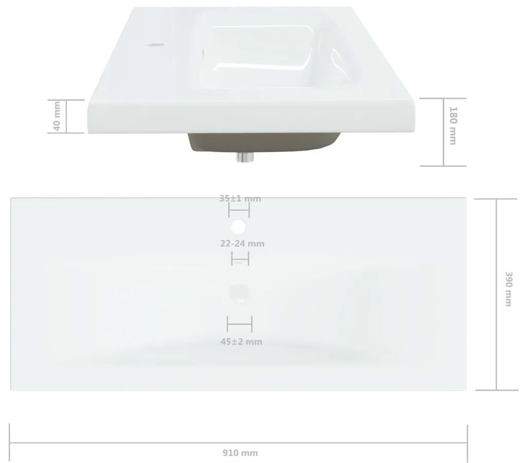 vidaXL Marketos Zápustné umyvadlo s baterií 101 x 39 x 18 cm keramické bílé