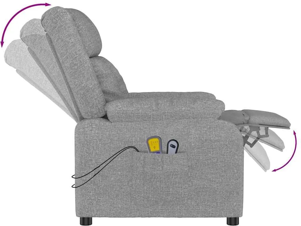 Elektrické masážní křeslo světle šedé textil 3143579
