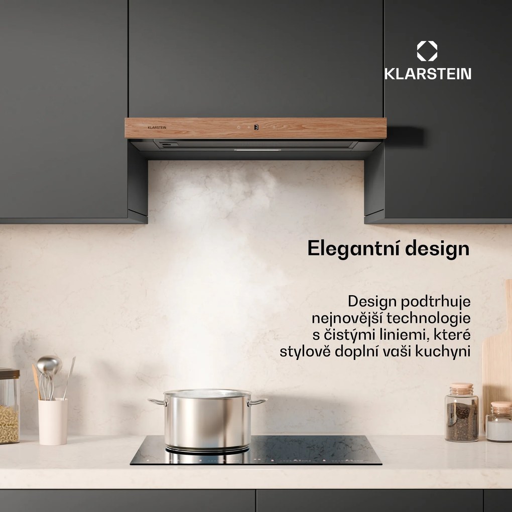 Klarstein ZenFusion digestoř, průtok vzduchu 400 m³/h, EEK A, odsávání/recirkulace, 3 úrovně, tichá