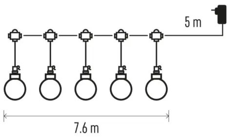 LED Venkovní dekorační řetěz 20xLED/12,6m IP44 teplá bílá