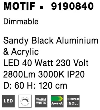 LED lustr Motif 60 černé stmívatelné