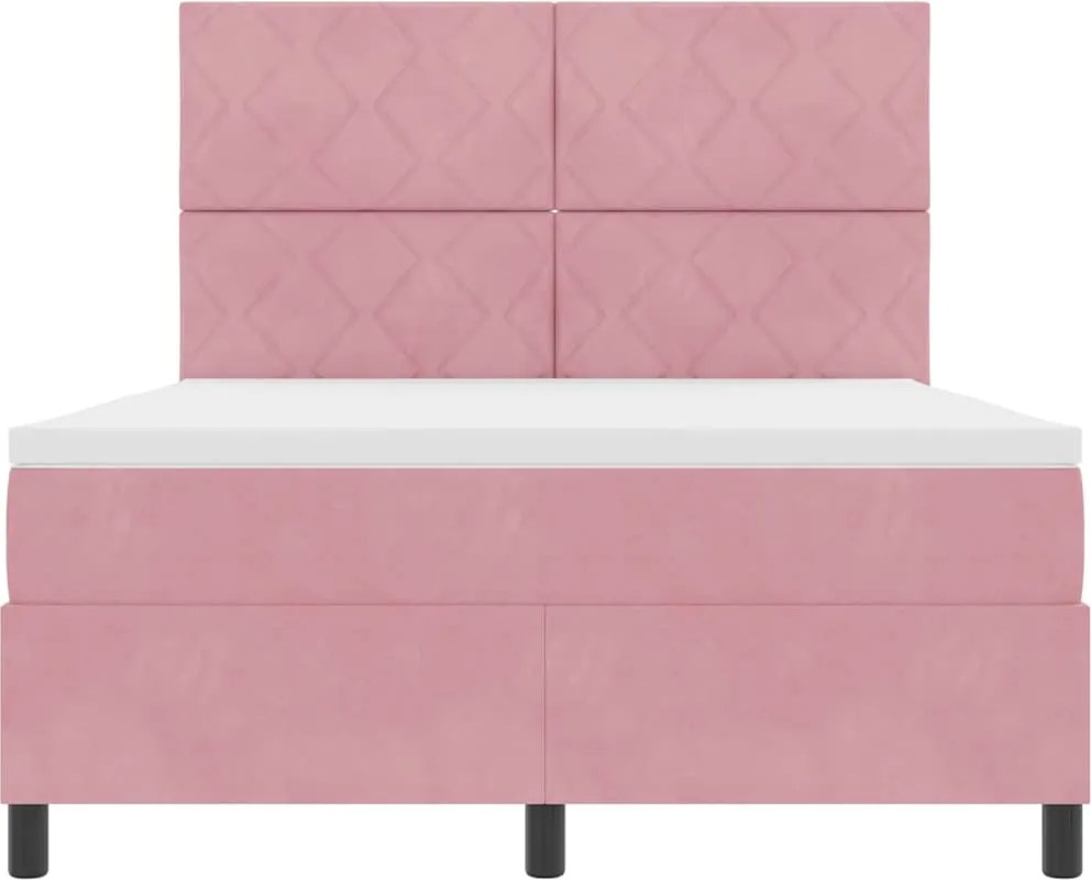 Postel s boxspringem s čelo Růžová 160 x 200 cm samet 3339913