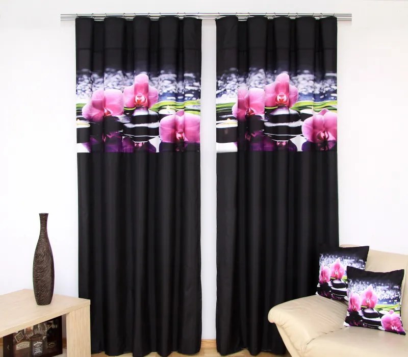 3D dekorační závěs 102 RŮŽOVÁ ORCHIDEJ 1x160x250 cm MyBestHome