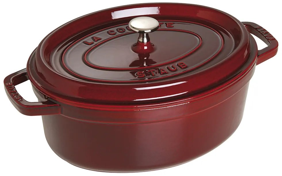 Staub Litinový hrnec s poklicí Cocottes oválný grenadina 33 cm 6,7 l