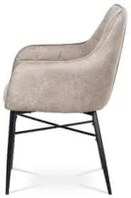 Autronic Moderní jídelní židle Jídelní židle, potah lanýžová látka v dekoru vintage kůže, kovová čtyřnohá podnož (AC-9990 LAN3)