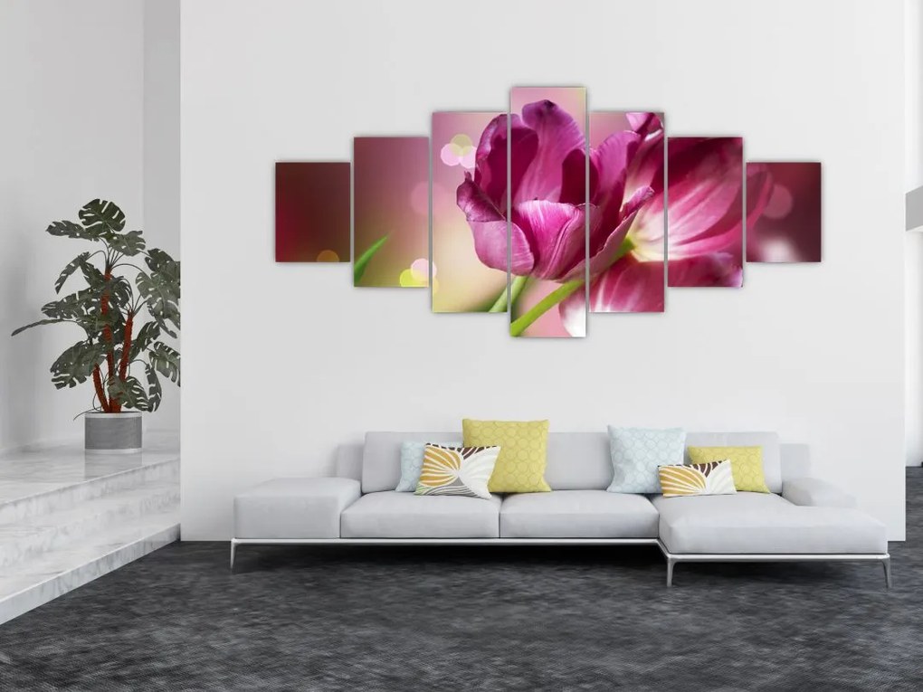 Obraz růžových tulipánů (210x100 cm)