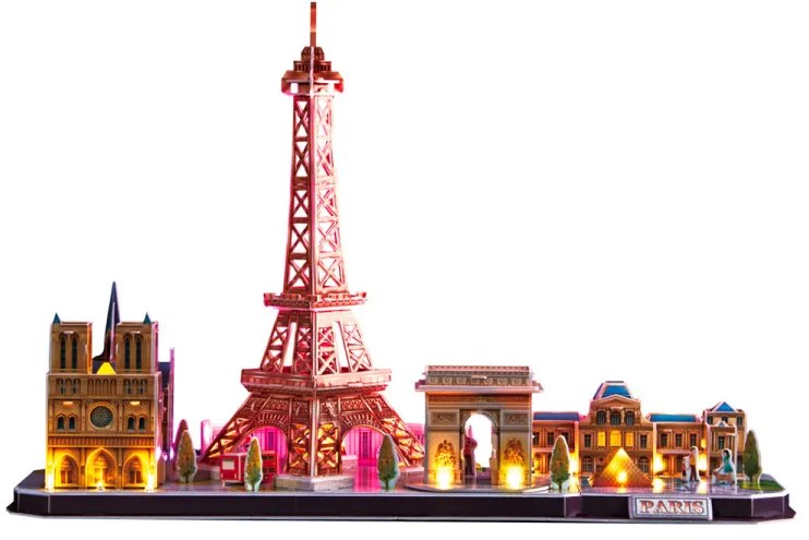 CubicFun - Puzzle 3D Pařížs s LED světlem - 115 dílků